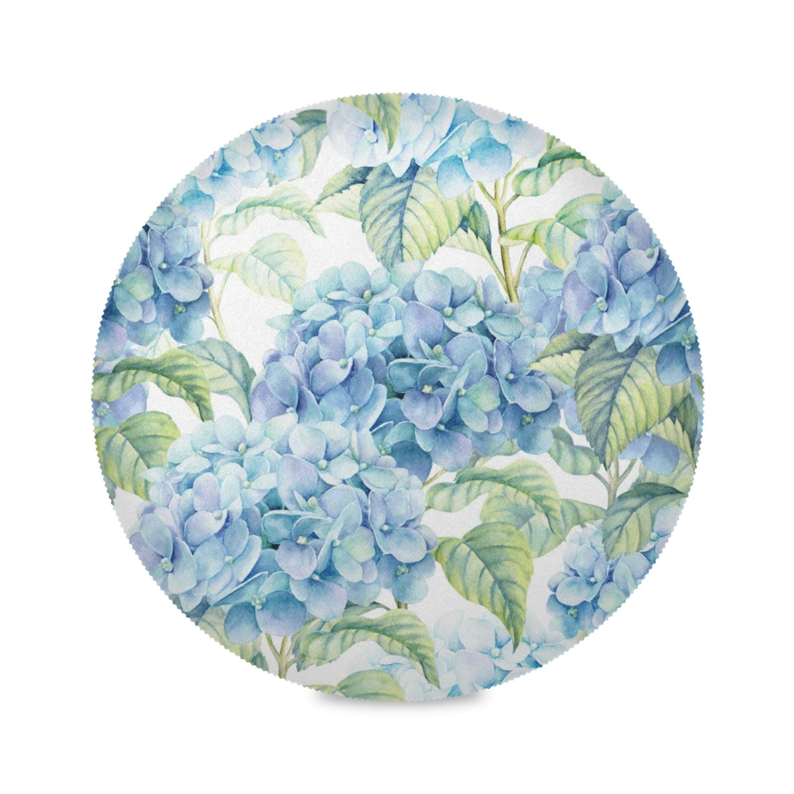 Hydrangea Flowers Round Area Rug Spa Mat Runner, Non-Slip & Absorbent Accent Rug, Washable Chair Mat for Vanity Bathtub Shower Entryway Patio Porch 24" Diameter