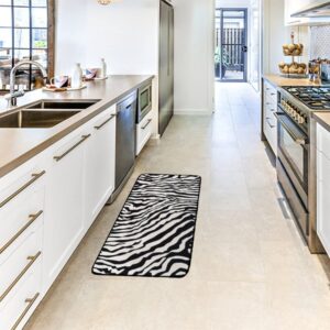 long kitchen rugs non slip washable bath mat kitchen runner rug zebra texture black white stripes water absorption quick drying anti fatigue comfort flooring carpet 39 x 20 inch