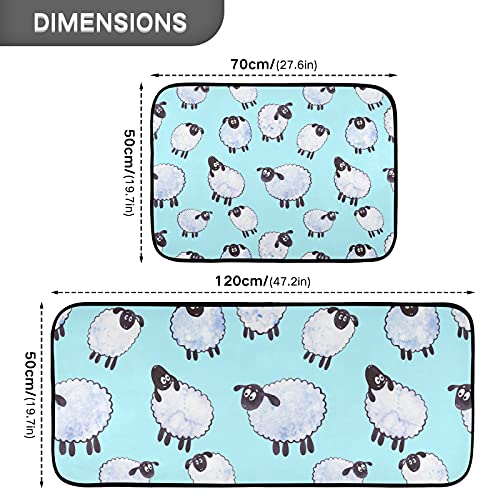 Cute Sheep Kitchen Rugs and Mat 2 Pieces Set Cushioned Anti Fatigue Kitchen Mat Non Slip Comfort Standing Rug Washable Farmhouse Decor for Indoor Outdoor