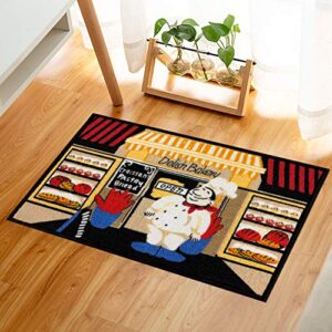 FAMIFIRST Kitchen Rug 2 Piece Non Slip Kitchen Mat Latex Backing Door Mat Floor Mat Kitchen Decor Set, 16''x47''+16''x23'', Bread Chef