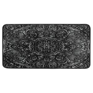 alaza black and silver mandala kitchen rugs non slip soft kitchen floor mats standing mat bath rug runner doormats carpet for home decor 39 x 20 inch