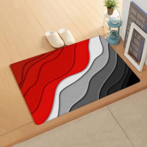 abstract red antifatigue kitchen bath door mat cushioned runner rug,washable welcome floor sink mat,modern geometric ombre grey white art waterproof comfort standing doormat for kitchen,18"x30"