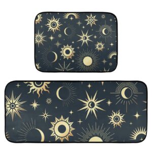 zenwawa alchemy star moon sun anti fatigue kitchen mat 2 pieces set cushioned kitchen rug waterproof non slip comfort standing padded floor rugs