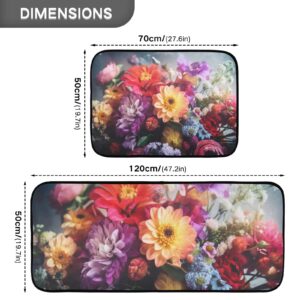 ZENWAWA Kitchen Mats 2 Pieces Set for Floor Bunch Vivid Flower Print, Non Skid Anti Fatigue Kitchen Rugs Cushioned Absorbent Comfort Floor Mats for Kitchen Sink