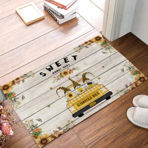 doormat bath rugs non slip buffalo truck gnome retro sunflower stripe wood grain washable cover floor rug absorbent carpets floor mat home decor for kitchen bathroom bedroom (16x24)