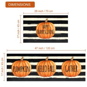 HOLVDENG Fall Pumpkin Kitchen Mat Set of 2 Non Slip Thick Kitchen Rugs and Mats for Floor Comfort Standing Mats for Kitchen, Sink, Office, Laundry, 17"x47"+17"x28"