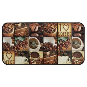 aslsiy coffee bean mugs kitchen rug fall coffee area rug bedroom mats bath rugs autumn welcome non slip living room rug for floor comfort doormats home decor 39" x 20"