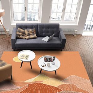 Large Area Rug 2' x 3' Throw Carpet Floor Cover Nursery Rugs for Children, Abstract Mountains Sunset Modern Kitchen Mat Runner Rugs for Living Room/Bedroom Simple Art Lines Ombre Orange