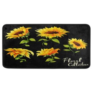 kitchen rugs sunflower design non-slip soft kitchen mats bath rug runner doormats carpet for home decor, 39" x 20"