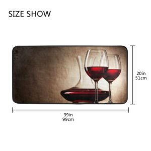 Kitchen Mat Romantic Red Wine Kitchen Rug Mat Anti-Fatigue Comfort Floor Mat Non Slip Oil Stain Resistant Easy to Clean Kitchen Rug Bath Rug Carpet for Indoor Outdoor Doormat