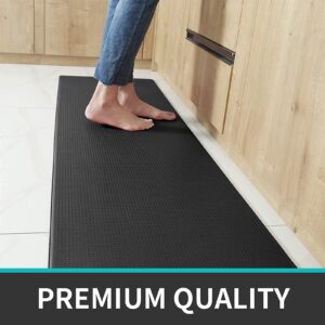 DEXI Kitchen Rugs and Mats Cushioned Anti Fatigue Comfort Runner Mats for Floor Rugs Waterproof Standing Rugs Set of 3,17"x29"+17"x59"+17"x79" Black