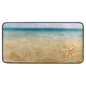 Seashell Kitchen Rugs Starfish in The Beach Non-Slip Kitchen Mats Bath Runner Rug Doormats Area Mat Rugs Carpet for Home Decor 39" X 20"