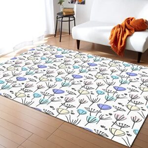 large area rug 2' x 3' throw carpet floor cover nursery rugs for children, colorful tulip floral modern kitchen mat runner rugs for living room/bedroom dandelion flowers illustraction