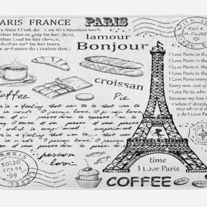 Nichpedr Paris Traditional Famous Parisian Elements Bonjour Croissan Coffee Eiffel Tower Entrance Way Rugs Doormats Soft Non-Slip Washable Bath Rugs Floor Mats for Home Bathroom Kitchen 16x24 Inch