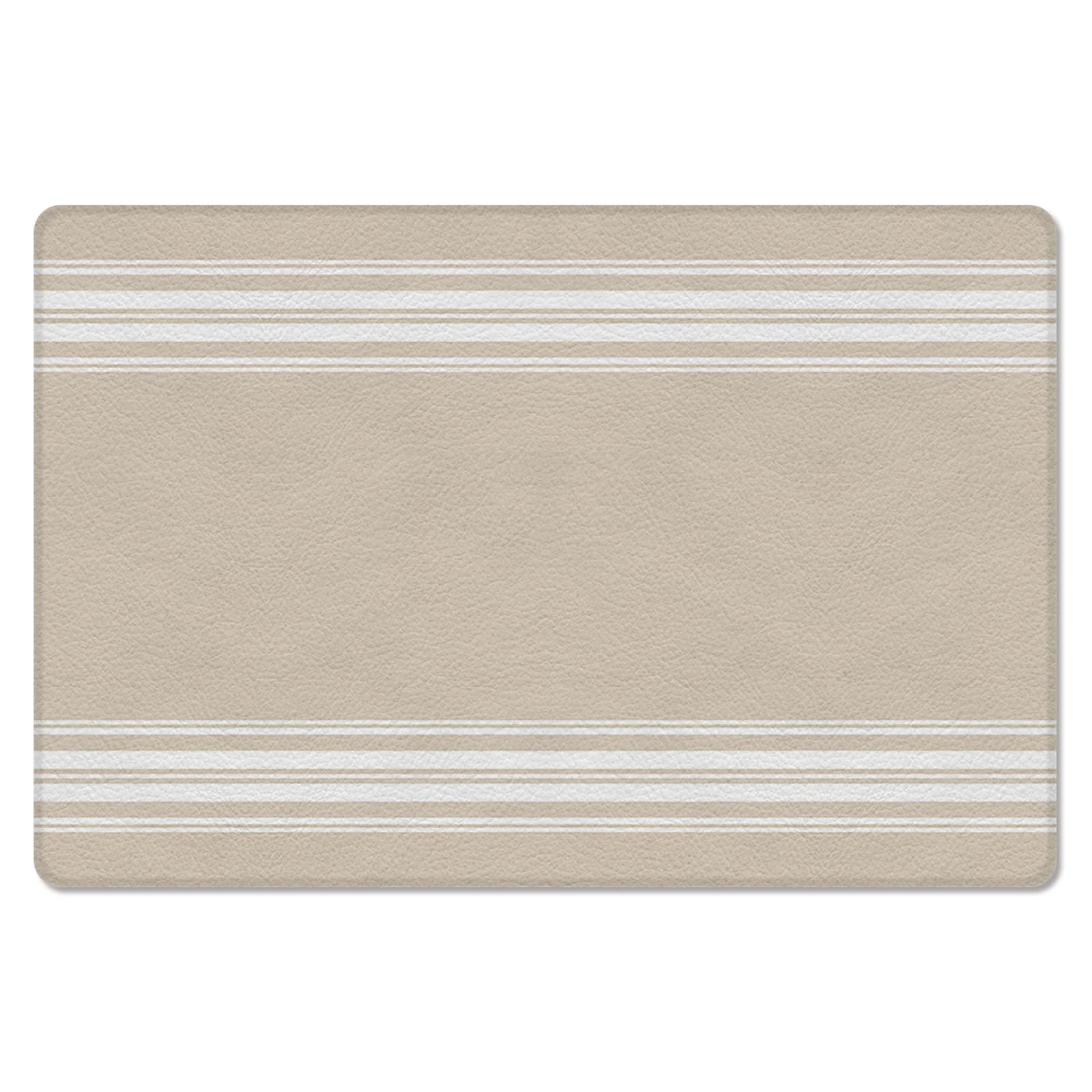 Country Rustic Stripes Antifatigue Kitchen Bath Door Mat Cushioned Runner Rug,Washable Welcome Floor Sink Mat,Khaki White Geometric Line Luxurious Art Waterproof Comfort Standing Doormat,24"x36"