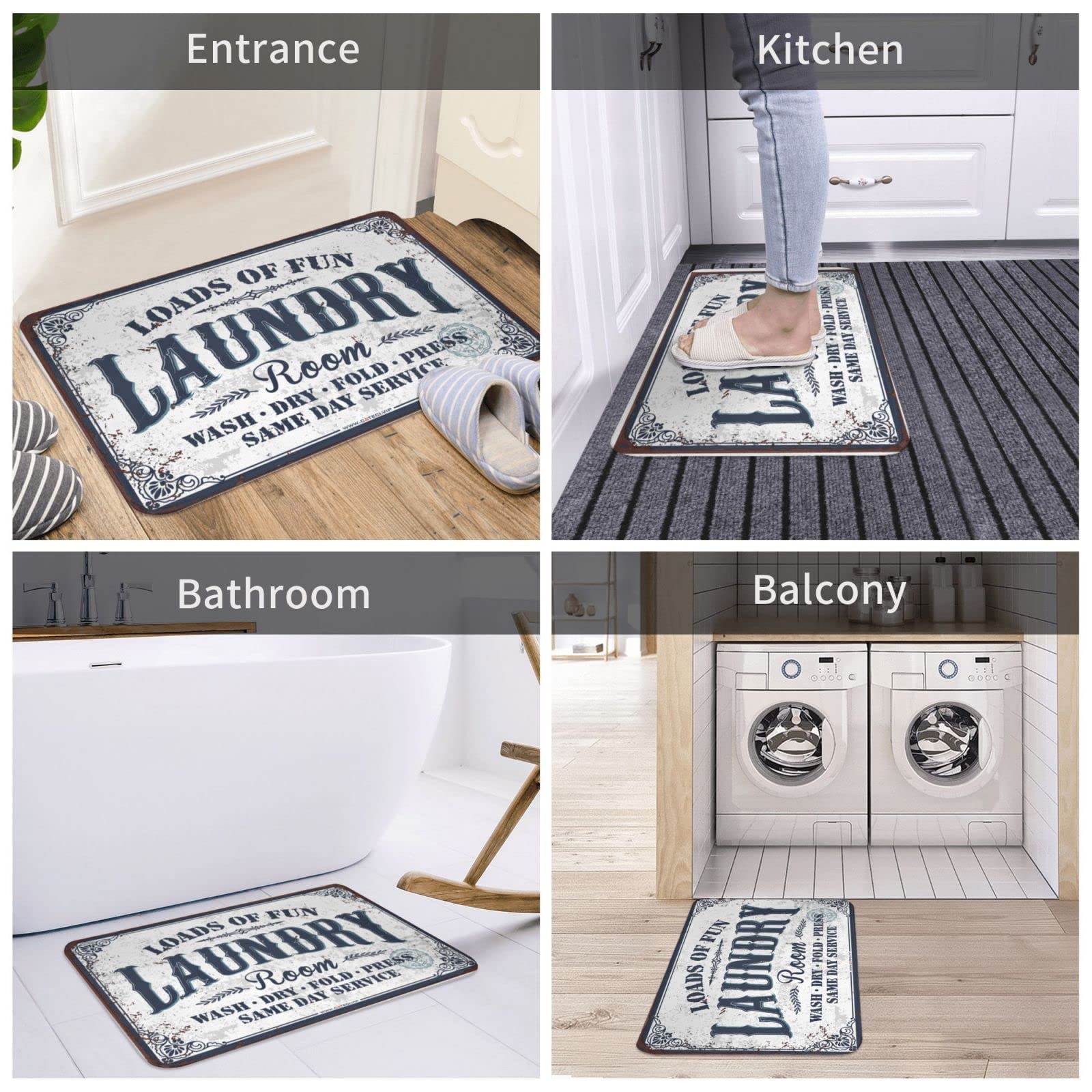 Home Decor Laundry Room Non-Slip Rugs Rubber Backing Indoor Doormat Easy Clean for Inside Floor Mats for Entryway 16"(W) x 24"(L)