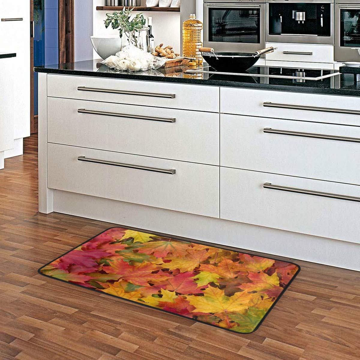 AGONA Anti Fatigue Kitchen Mat Autumn Fall Leaves Kitchen Floor Mat Soft Standing Mats Absorbent Area Rugs Non Slip Kitchen Rugs Bath Rug Runner Carpet for Home Decor Indoor Outdoor