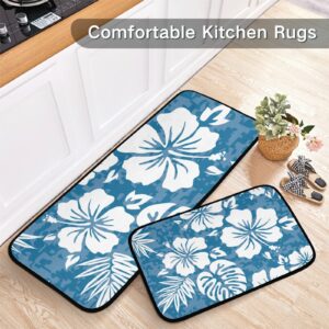 J JOYSAY Aloha Hawaiian Floral Kitchen Rugs and Mat 2 Pieces Set Cushioned Anti Fatigue Kitchen Mat Non Slip Floor Rug Washable Farmhouse Decor for Kitchen Floor Home Office Laundry