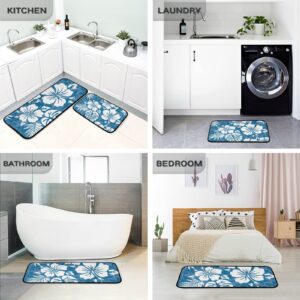 J JOYSAY Aloha Hawaiian Floral Kitchen Rugs and Mat 2 Pieces Set Cushioned Anti Fatigue Kitchen Mat Non Slip Floor Rug Washable Farmhouse Decor for Kitchen Floor Home Office Laundry