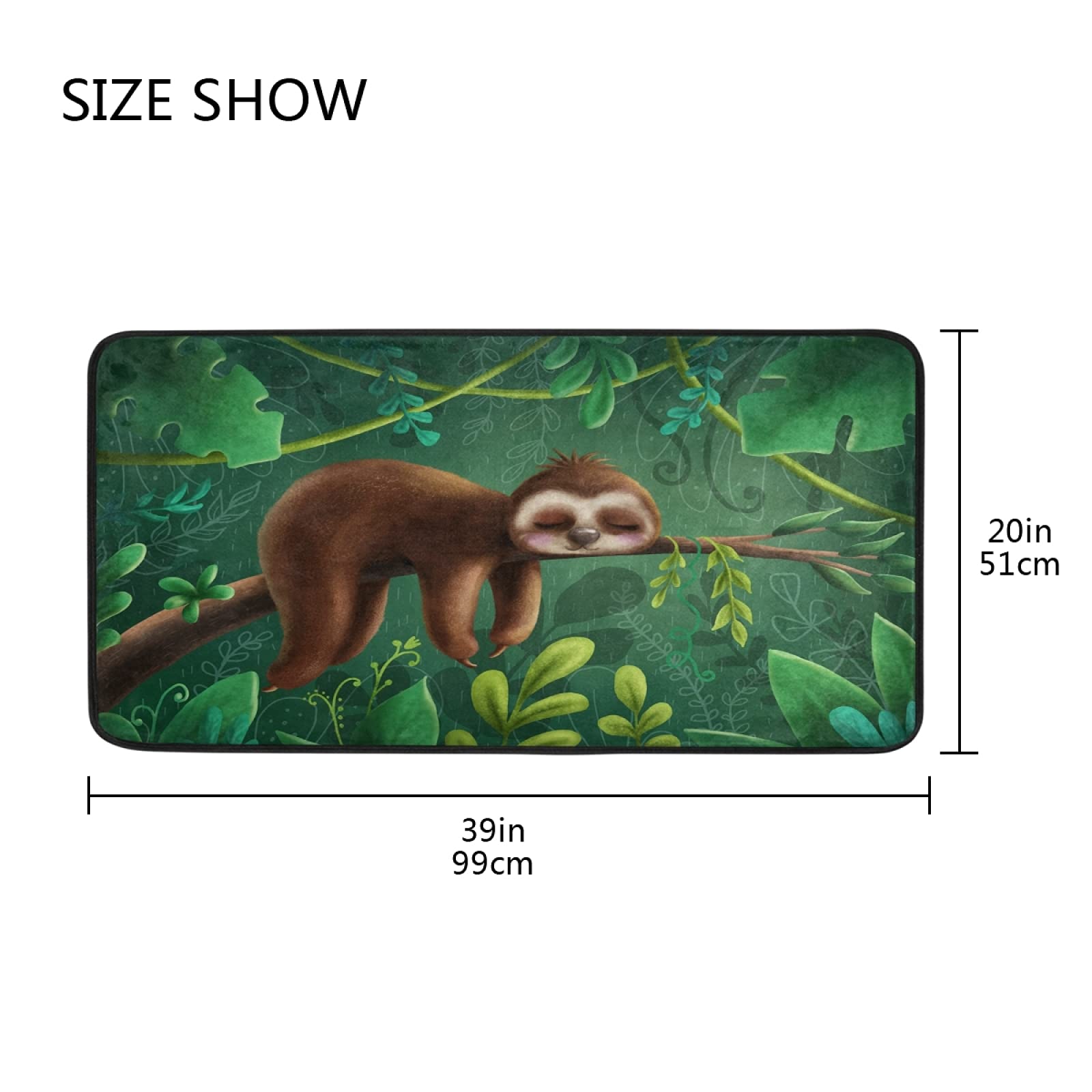 JUMBEAR Sloth Kitchen Rug Non Slip Kitchen Floor Mat Cushioned Comfort Standing Mat 39 x 20 Inch