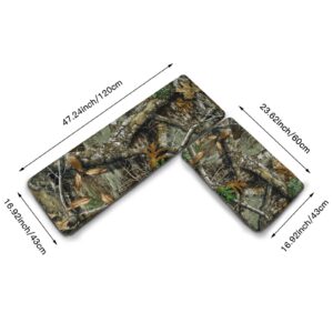 YouTary Autumn Hunting Tree Camo Pattern Kitchen Rug Set 2 PCS Floor Mats Washable Non-Slip Soft Flannel Runner Rug Doormat Carpet for Floor Home Bathroom, 17" x 47"+17" x 24"-M