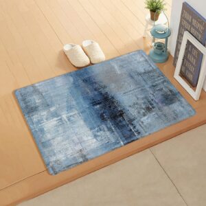 blue art modern abstract antifatigue kitchen bath door mat cushioned runner rug,washable welcome floor sink mat,paint farmhouse style waterproof & non-slip comfort standing doormat for kitchen,24"x36"