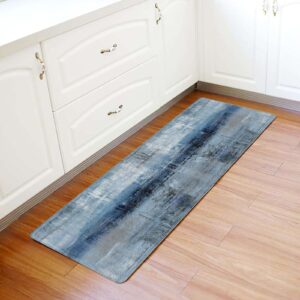 Blue Art Modern Abstract Antifatigue Kitchen Bath Door Mat Cushioned Runner Rug,Washable Welcome Floor Sink Mat,Paint Farmhouse Style Waterproof & Non-Slip Comfort Standing Doormat for Kitchen,24"x36"