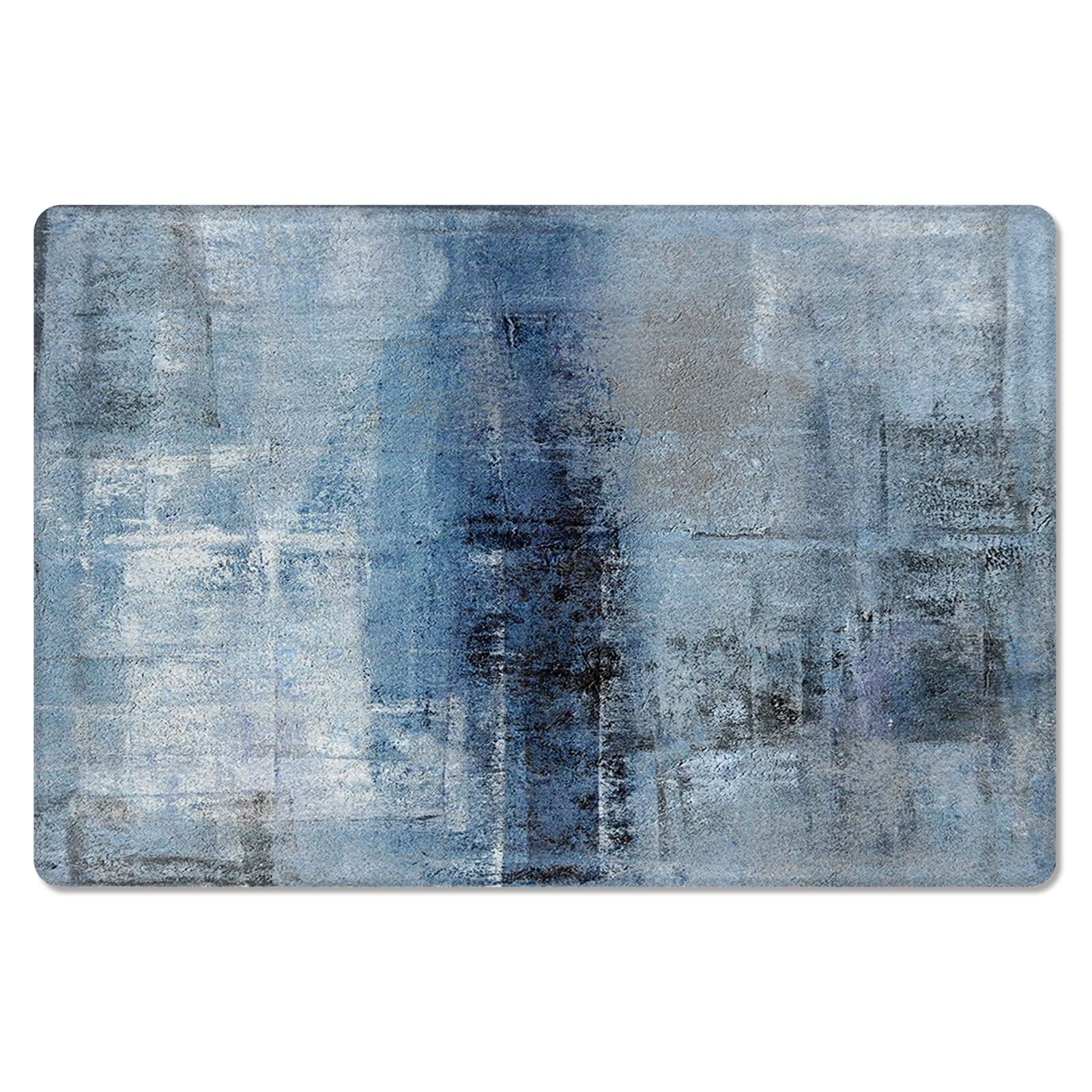 Blue Art Modern Abstract Antifatigue Kitchen Bath Door Mat Cushioned Runner Rug,Washable Welcome Floor Sink Mat,Paint Farmhouse Style Waterproof & Non-Slip Comfort Standing Doormat for Kitchen,24"x36"