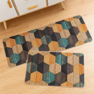 Kitchen Mat Set - Non Skid Kitchen Rugs and Mats Anti Fatigue Kitchen Floor Mats Rubber Back Absorbent Washable Kitchen Rug Set 2 Piece 17''x29''+17''x47'' LISIBOOO