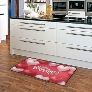 Valentines Day Hearts Kitchen Rugs Non-Slip Pink Hearts Kitchen Mats 39 x 20 Inches Bath Runner Rug Doormats Area Mat Rugs Carpet Cushioned Mat for Home Decor