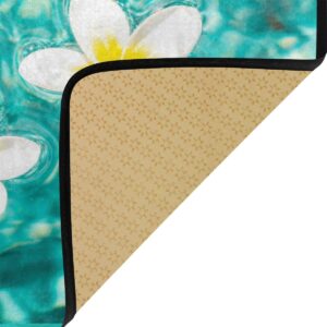 Kitchen Rugs Tropical Zen Plumeria Flower in Turquoise Water Non-Slip Kitchen Mats Bath Runner Rug Doormats Area Mat Rugs Carpet for Home Decor 39" X 20"