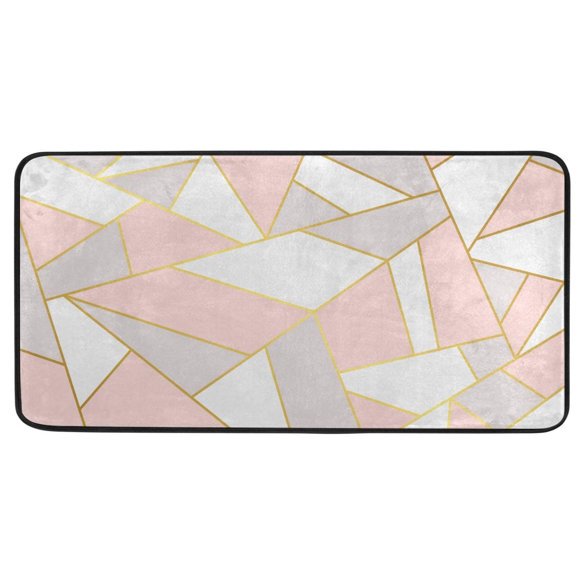 Rose Gold Pink Geometry Marble Kitchen Mat Rugs Cushioned Chef Soft Non-Slip Floor Mats Washable Doormat Bathroom Runner Area Rug Carpet