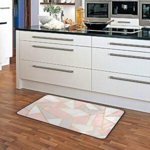 Rose Gold Pink Geometry Marble Kitchen Mat Rugs Cushioned Chef Soft Non-Slip Floor Mats Washable Doormat Bathroom Runner Area Rug Carpet