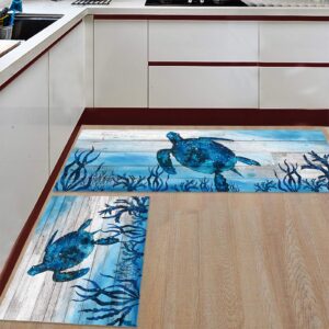 kitchen mat beach themed coastal blue sea turtle nautical map ocean starfish seaweed kitchen rugs kitchen organization anti-fatigue kitchen floor mats kitchen runner rug room decor standing desk mats