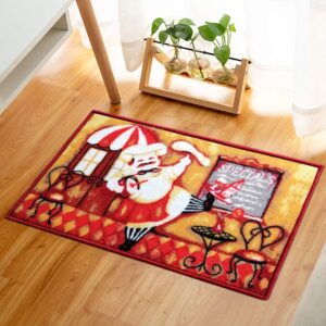 FAMIFIRST Kitchen Rug 2 Piece Non Slip Kitchen Mat Latex Backing Door Mat Floor Mat Kitchen Decor Set, 16''x47''+16''x23'', Bannock Chef