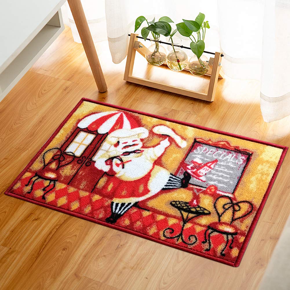 FAMIFIRST Kitchen Rug 2 Piece Non Slip Kitchen Mat Latex Backing Door Mat Floor Mat Kitchen Decor Set, 16''x47''+16''x23'', Bannock Chef