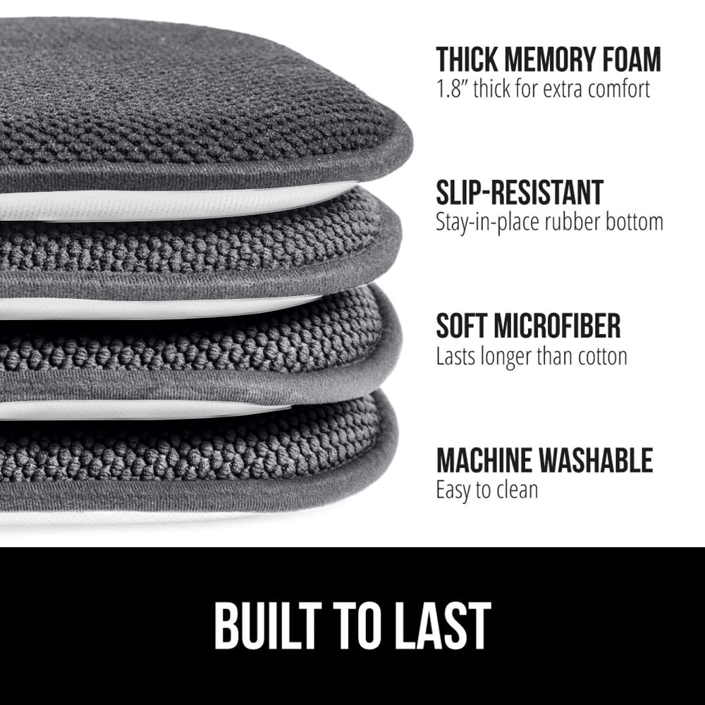 Gorilla Grip Antifatigue Mat Set of 2 and Chair Pads Set of 2, Antifatigue Mats Size 17x48 and 17x24, Supportive Memory Foam, Chair Cushion Size 16x16, Microfiber, Both in Gray, 2 Item Bundle