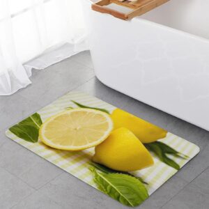 LTAETHC Kitchen Rug Floor Mat Yellow Summer Lemon Flannel Kitchen Mats, Cushioned Anti Fatigue with Non Slip Rubber Backed for Kitchen Bedroom Home Entrance - 16" x 24"