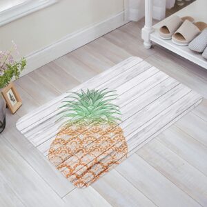 front door mat floor mats for home decor, pineapple on wood memory foam runner area rug non-slip absorbent doormat washable rug, 18x30inch welcome mats for bedroom decor living room decor