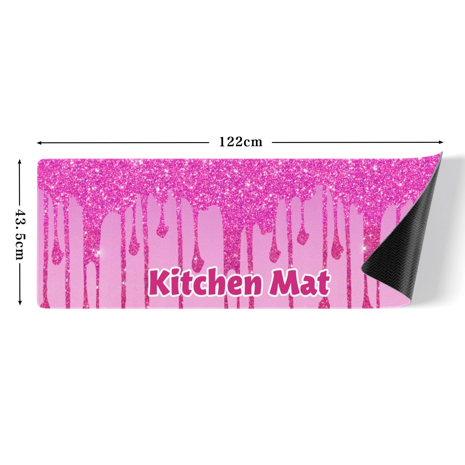 Pink Glitter Dripping Personalized Kitchen Mat Rug,Custom Floor Door Mat Anti-Slip Rugs for Kitchen,Bathroom,Laundry,48x17Inch