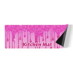 Pink Glitter Dripping Personalized Kitchen Mat Rug,Custom Floor Door Mat Anti-Slip Rugs for Kitchen,Bathroom,Laundry,48x17Inch