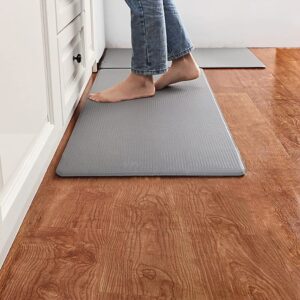 kitchen rugs cushioned anti fatigue mat, memory foam , waterproof,non-slip,heavy duty pvc,standing kitchen mat for kitchen, floor home, office, sink,17.7"x28", grey