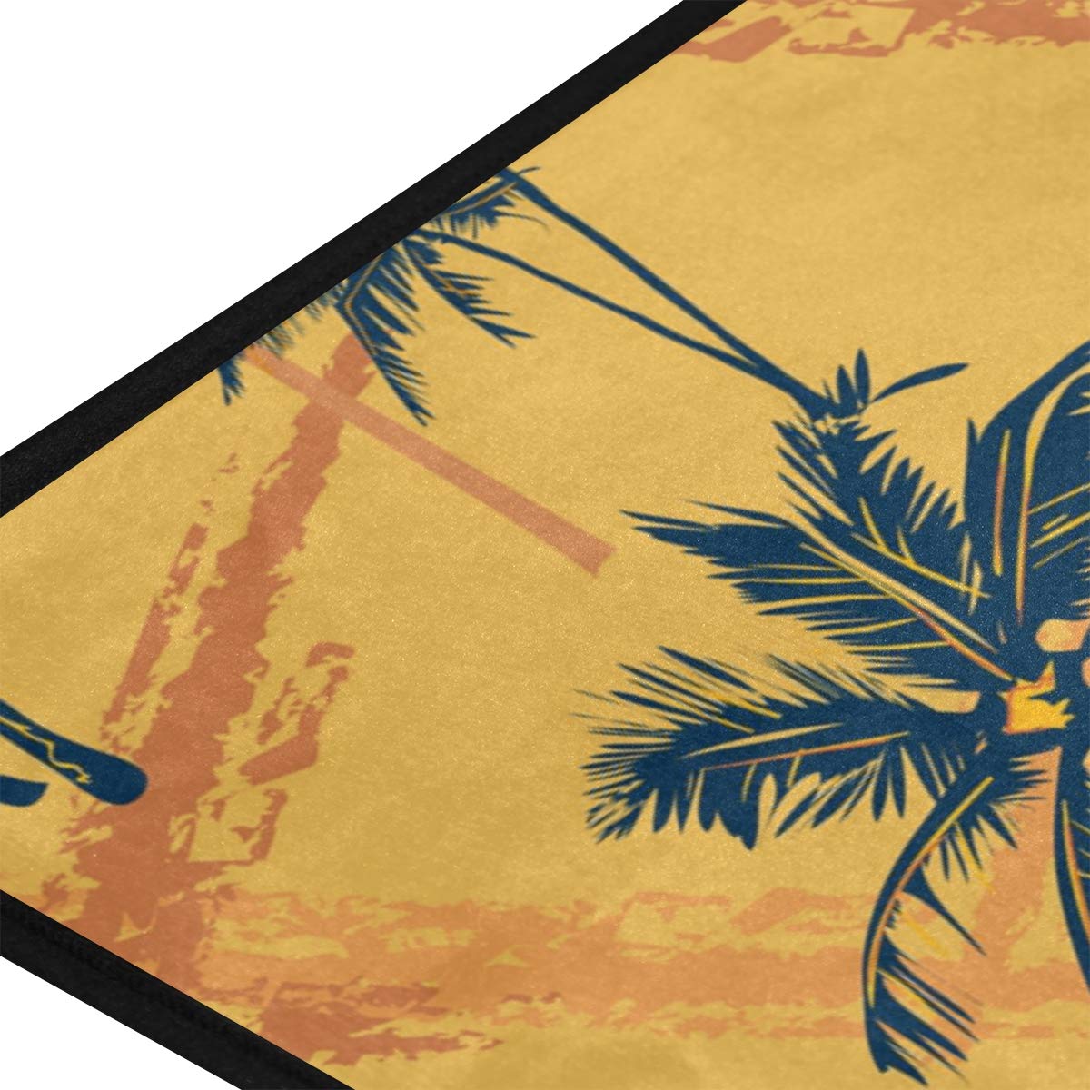 Kitchen Rugs Palm Trees Retro Design Non-Slip Soft Kitchen Mats Bath Rug Runner Doormats Carpet for Home Decor, 39" X 20"