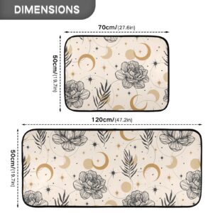 NFMILI (Boho Floral Moon) Kitchen Mat 2 PCS Cushioned Anti-Fatigue Kitchen Rug, Waterproof Non-Slip Floor Mats Thick Ergonomic Comfort Standing Mat for Kitchen Sink Laundry Room Bedroom Living Room