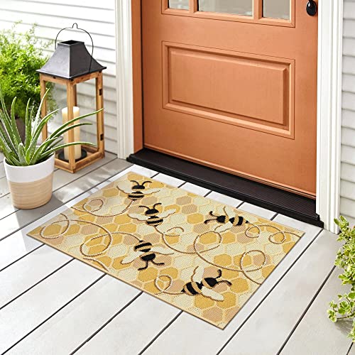 Bath Mat Bee Honey Home Decor Durable Welcome Front Door Mats Entryway Rugs Non-Slip Floor Mat Entrance Rugs Bath Rug Kitchen Rugs 18 x 30 in