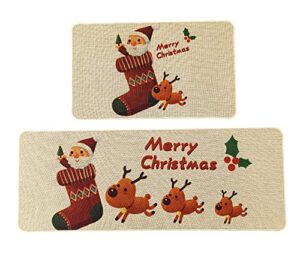 christmas kitchen rug sets - anti fatigue christmas kitchen floor mats anti fatigue kitchen rugs and mats rubber back washable christmas kitchen mats set 2 piece 17''x29''+17''x47'' lisibooo