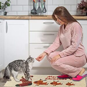 Christmas Kitchen Rug Sets - Anti Fatigue Christmas Kitchen Floor Mats Anti Fatigue Kitchen Rugs and Mats Rubber Back Washable Christmas Kitchen Mats Set 2 Piece 17''x29''+17''x47'' LISIBOOO