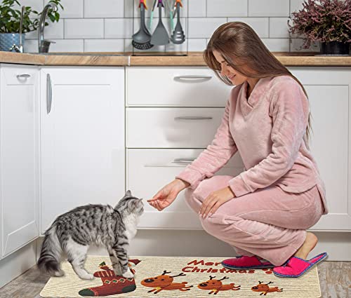 Christmas Kitchen Rug Sets - Anti Fatigue Christmas Kitchen Floor Mats Anti Fatigue Kitchen Rugs and Mats Rubber Back Washable Christmas Kitchen Mats Set 2 Piece 17''x29''+17''x47'' LISIBOOO