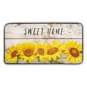 kawani sunflower kitchen rugs floor mat anti fatigue washable wooden door mats for home & kitchen & office decor memory foam runner rug non-skid 39x20inch yellow sweet home