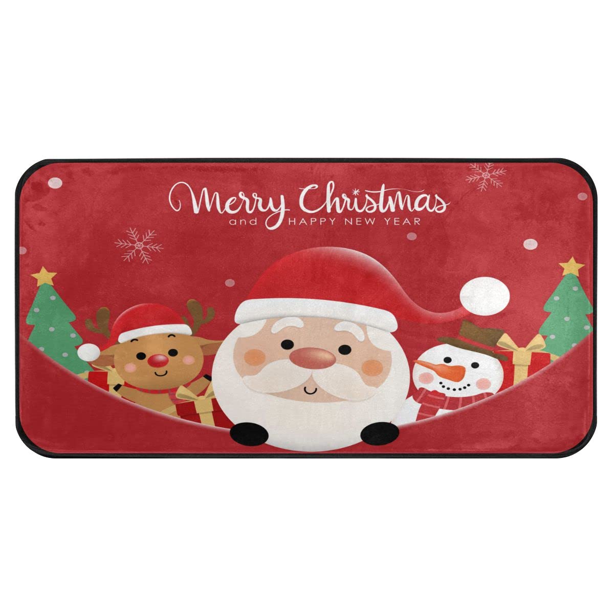 Kitchen Rugs Christmas Cute Santa Claus Design Non-Slip Soft Kitchen Mats Bath Rug Runner Doormats Carpet for Home Decor, 39" X 20"